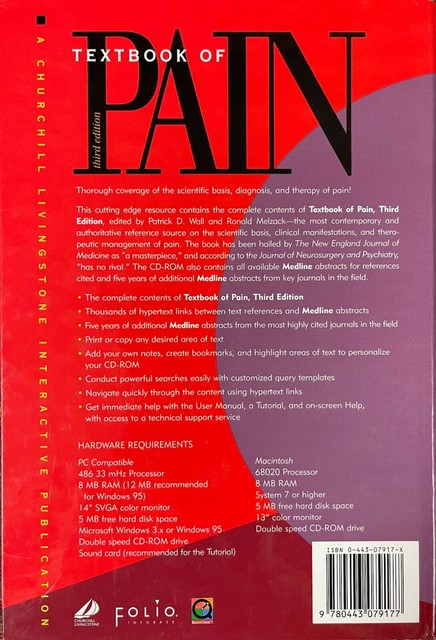 Textbook of Pain by Ronald Melzack and Patrick D. Wall (1997, CD-ROM ...