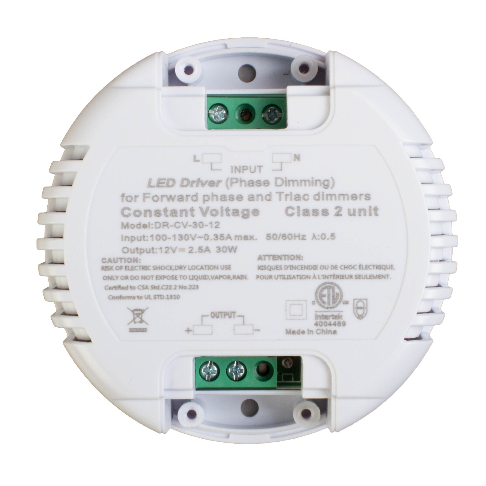 12v 30W Triac Dimmable LED Driver Light Round shape Power Supply Class ...