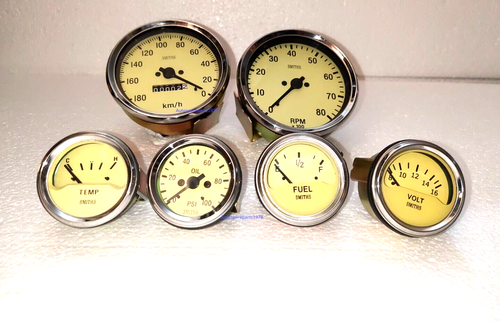 Smiths Kit- Elec Temp Oil Fuel Volt Gauge + 180-0 KMH Speedo + 0-80 RPM ...