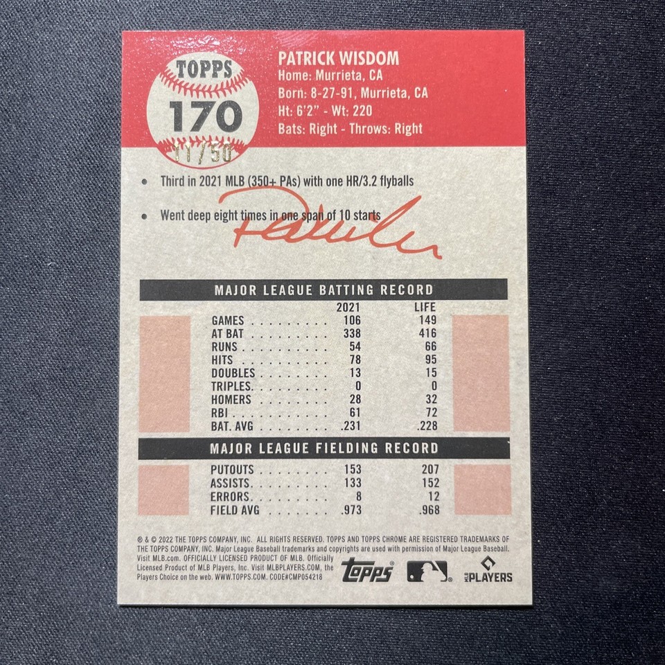 Patrick Wisdom 2022 Topps Platinum Anniversary True Gold /50 SP Cubs | eBay