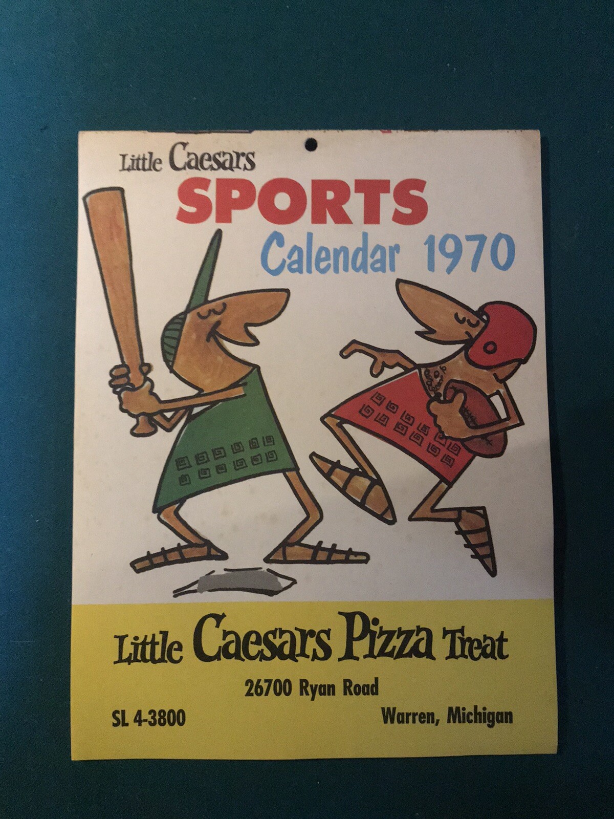 Vintage 1970 Little Caesars Sports Calendar with Kaline, Howe, McLain ...