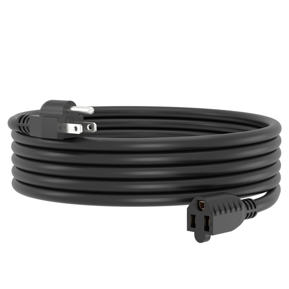 10/25/50/100 FT Heavy Duty Extension Power Cord Electrical Cable Indoor ...