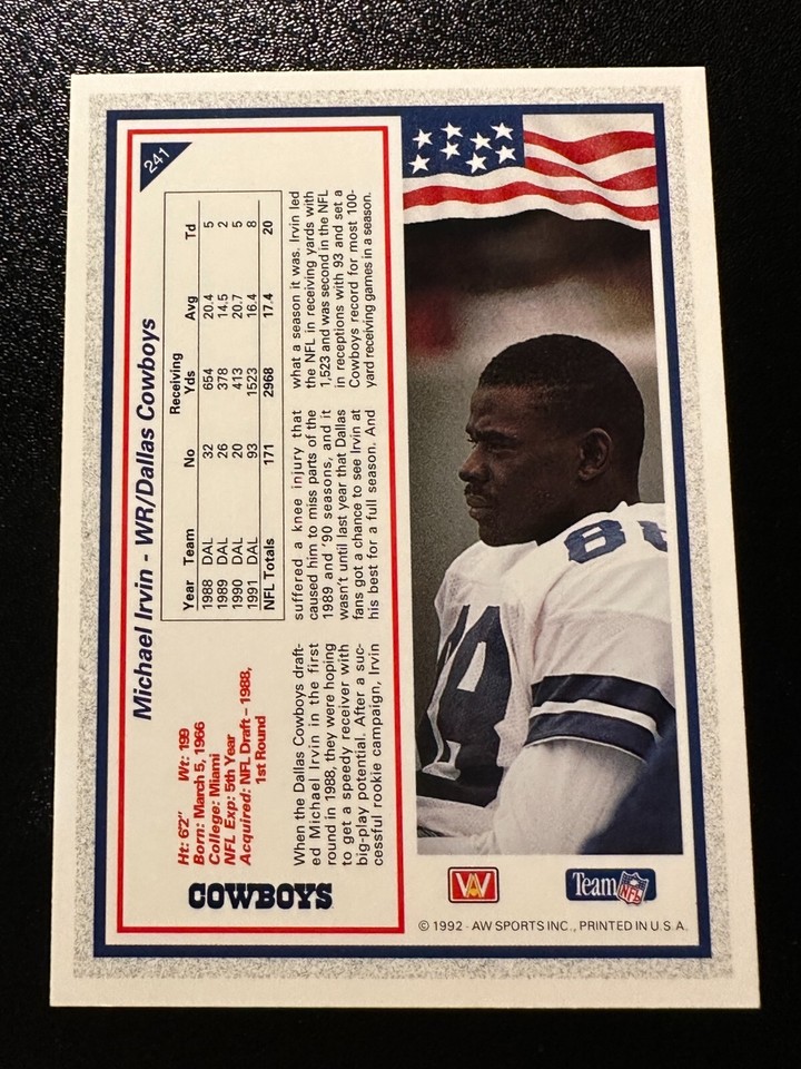 1992 AW Sports Michael Irvin #241. Cowboys | eBay