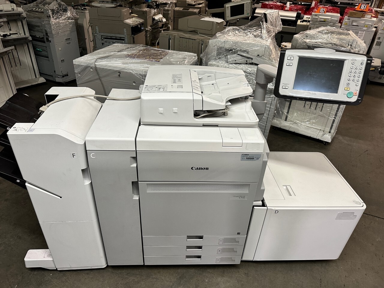 CANON IMAGEPRESS C710 COLOR COPIER, FIN, PAPER DECK, SERVER FIERY, LOW ...