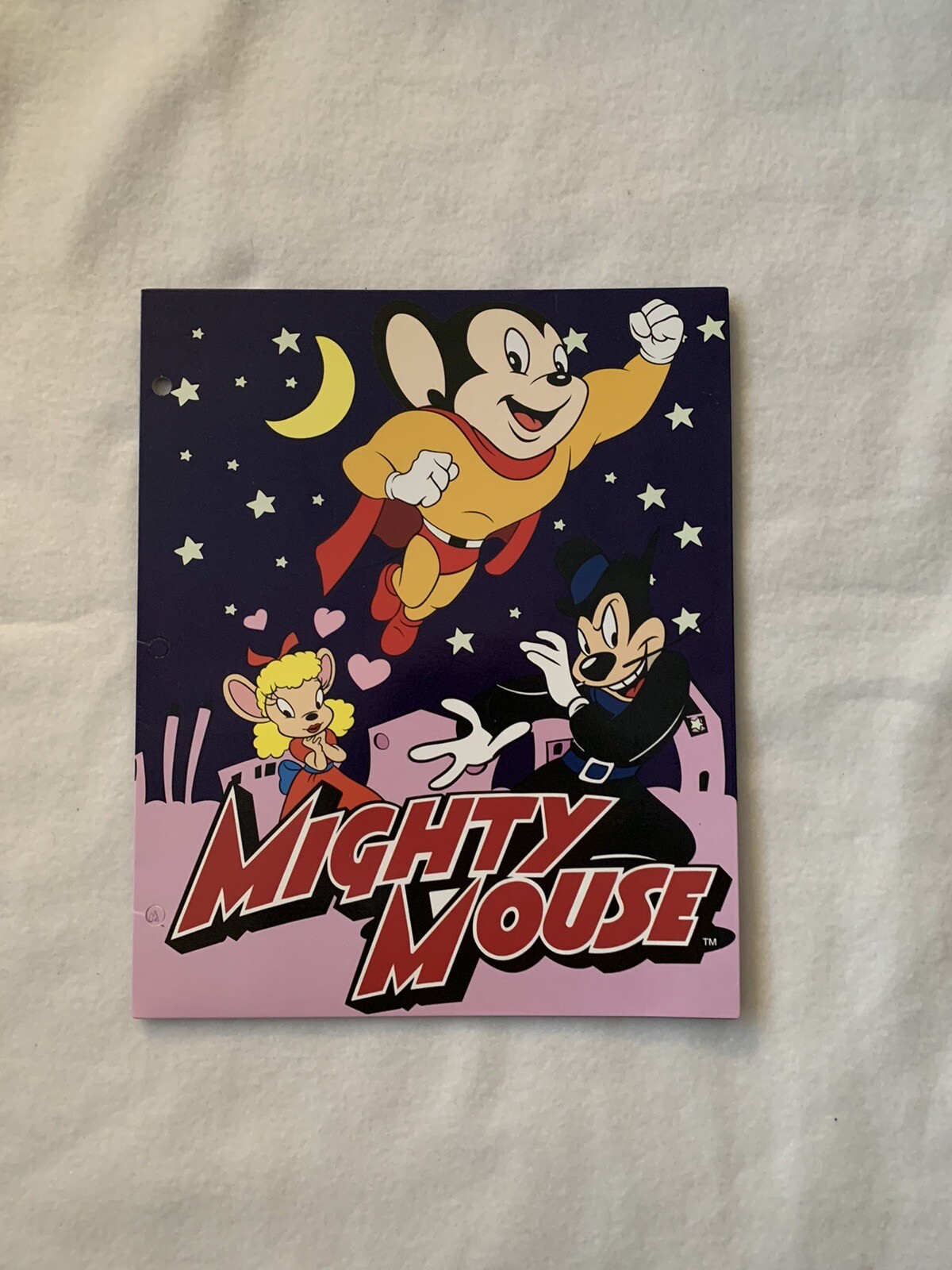 Mighty Mouse 3 Ring Binder Folder Vintage 2000 Viacom Never Used | eBay