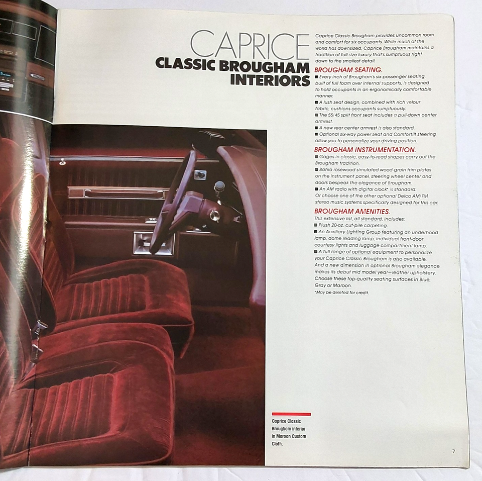 1987 Chevrolet Caprice Sales Brochure 12 x 11 Color | eBay