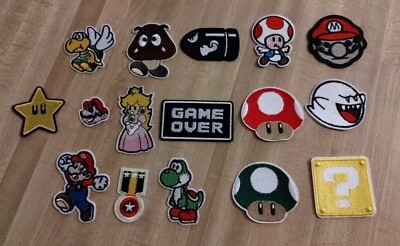 Super Mario Bros Patch Iron On Sew On Embroidery Nintendo Video Game 16 ...
