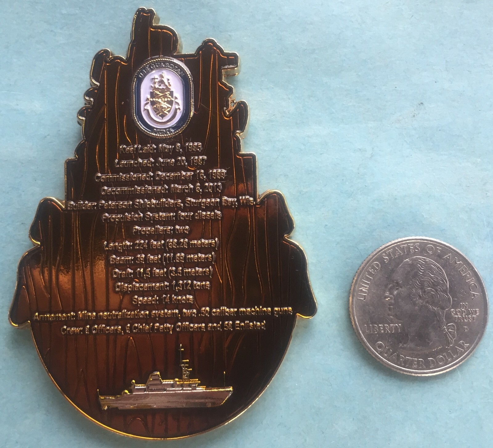 US NAVY CHALLENGE COIN USS GUARDIAN (MCM-5) | eBay