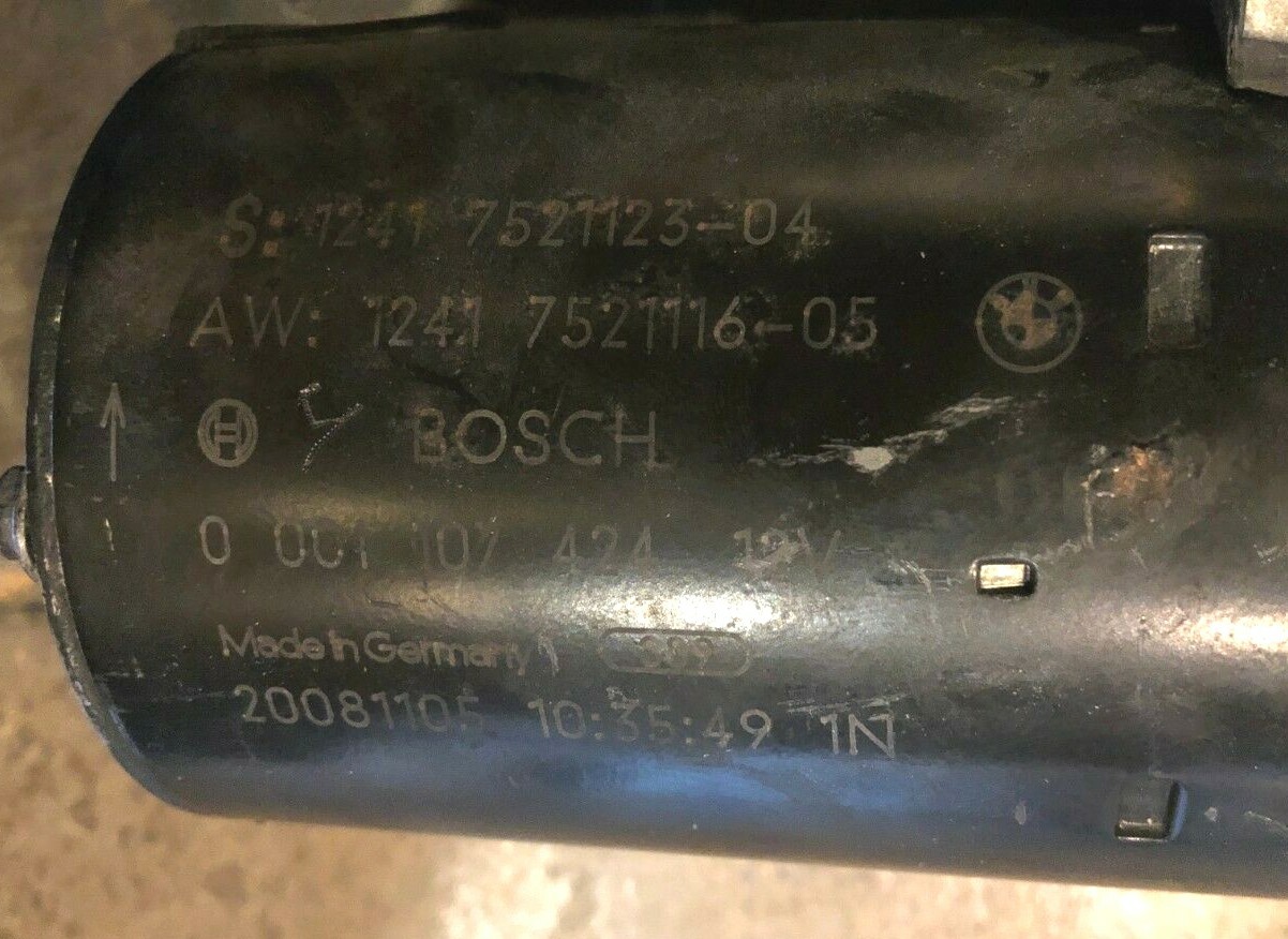 BOSCH BMW ENGINE STARTER, PART# 12417521123, 12417521116, GENUINE OEM ...
