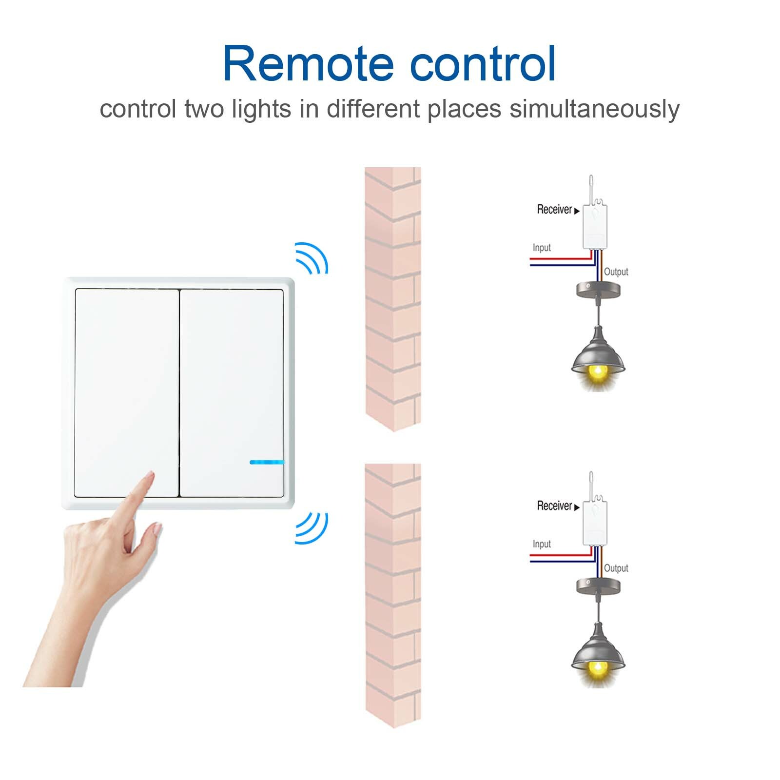 2 Way Wireless Light Switch 110V with Receiver Kit Outdoor 1600ft ...