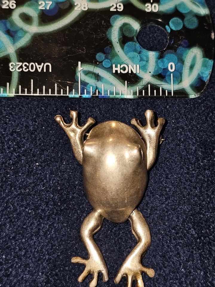 Leaping Frog Silver Frog MOVABLE MOUTH LEGS Antique VINTAGE BROOCH PIN ...