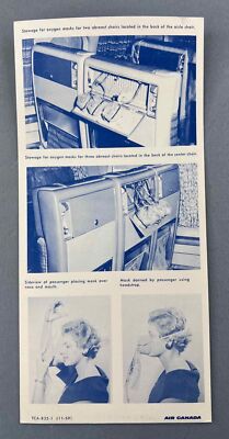 TCA TRANS CANADA AIRLINES DOUGLAS DC-8 OXYGEN AIRLINE SAFETY CARD AIR ...