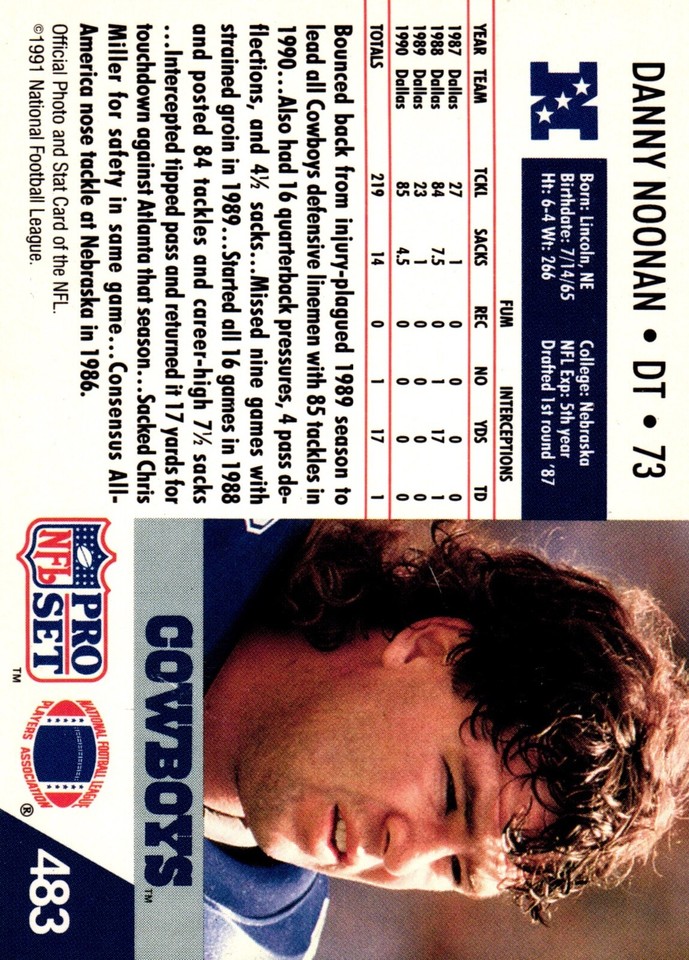 1991 Pro Set Football Card #483 Danny Noonan | eBay