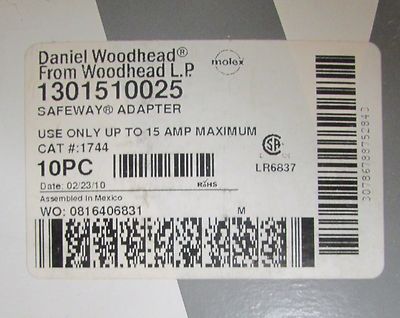 DANIEL WOODHEAD 1301510025 Safeway Adapter 15 Amp 1744 *Price Per Each ...