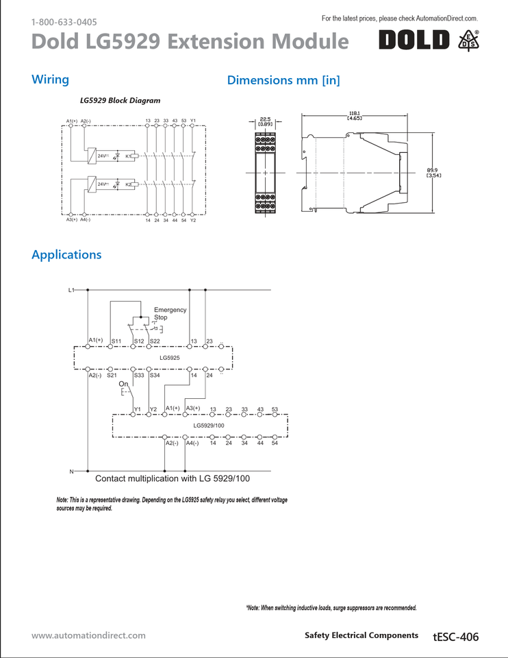 DOLD LG5925-48-61-24 24VDC SafeMaster, Emergency Stop Module, Safety ...