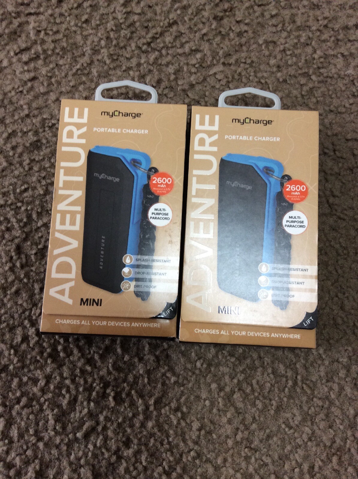 MyCharge Adventure Mini 2600 mAh Portable Battery Charger BLUE Lot/ 2 ...