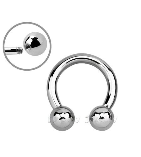 10G 1/2" 316L Surgical Steel Ball Horseshoe Circular Barbell Earring ...