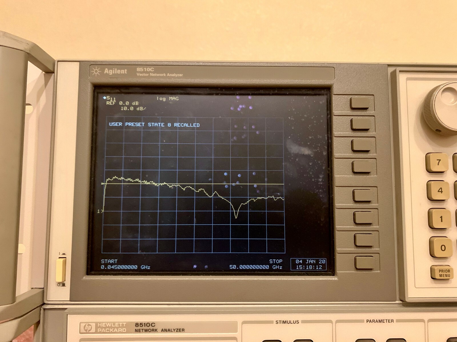HP 8510C HP 85107B VECTOR NETWORK ANALYZER 45MHZ TO 50GHZ WITH OPT-10 ...