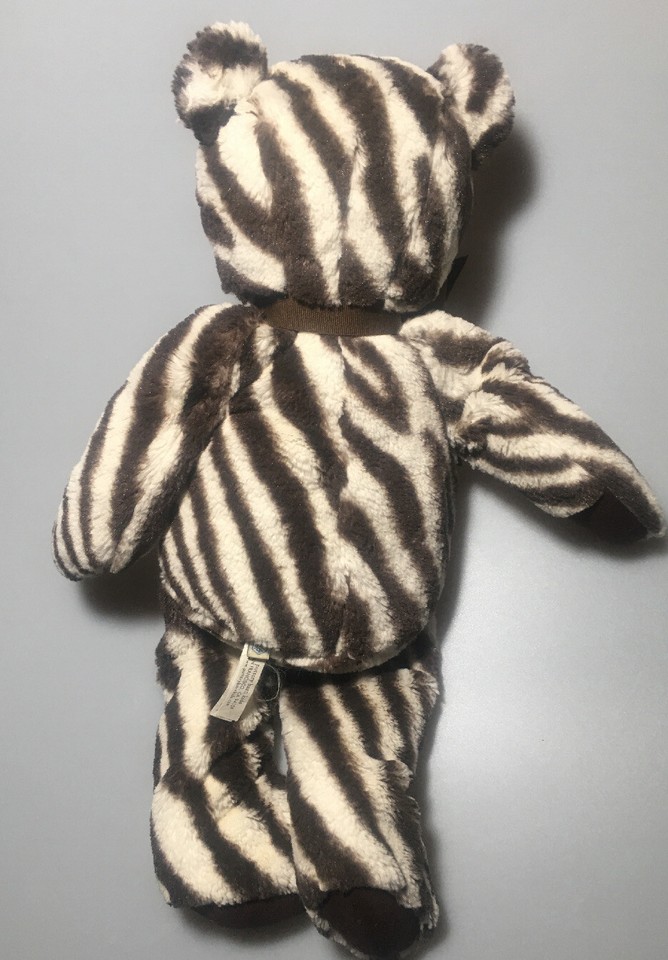 Soft Luxury Teddy Bear Plush PBK Pottery Barn Kids Brown Zebra Stripe ...