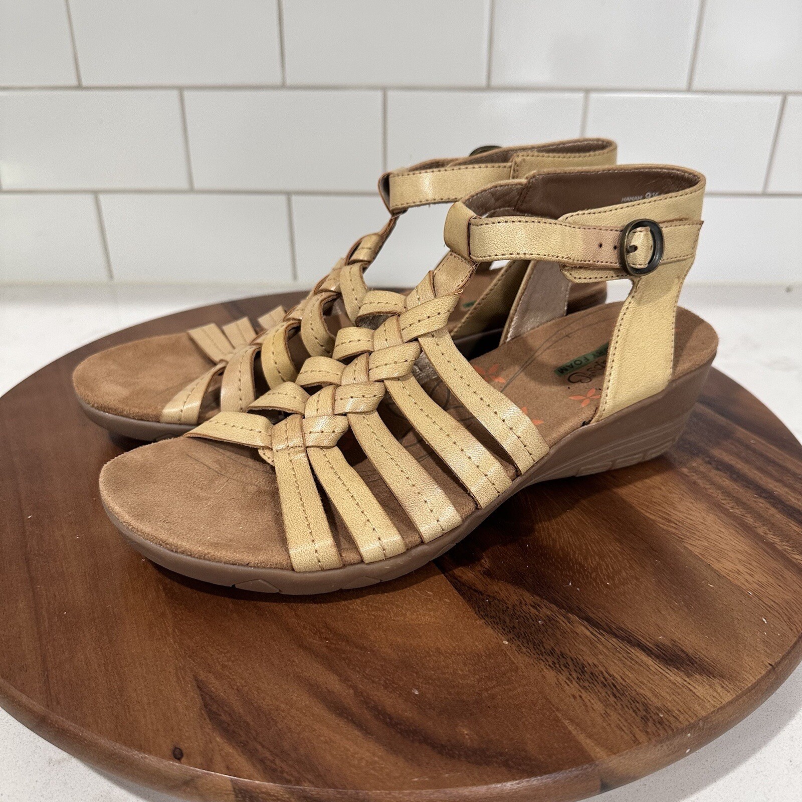 Baretraps Womens 9.5 Sandals Tan Yellow Wedge Strappy… - Gem