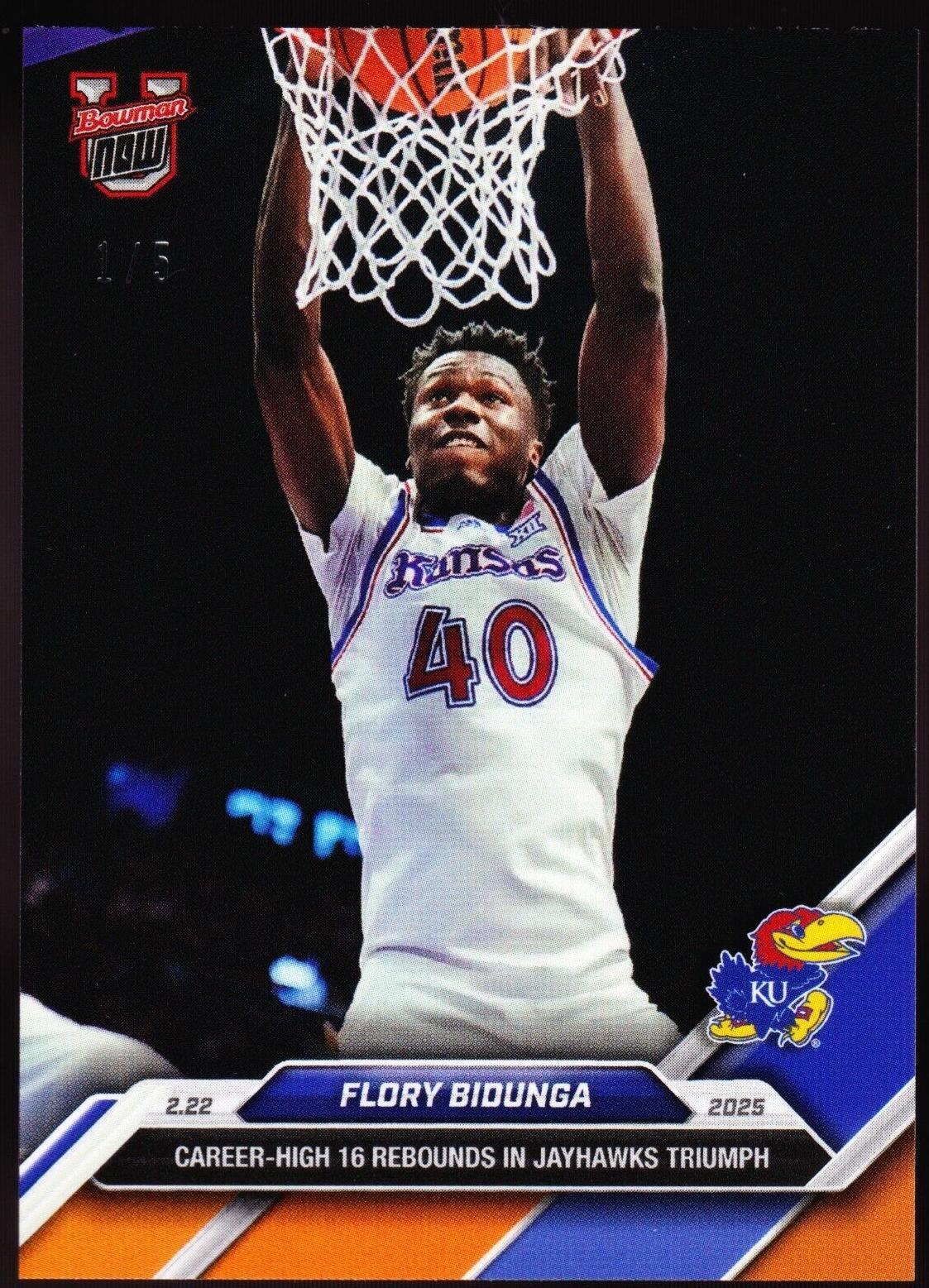 2024-25 Bowman U Now - Flory Bidunga #74 Orange /5 (RC) for sale online ...