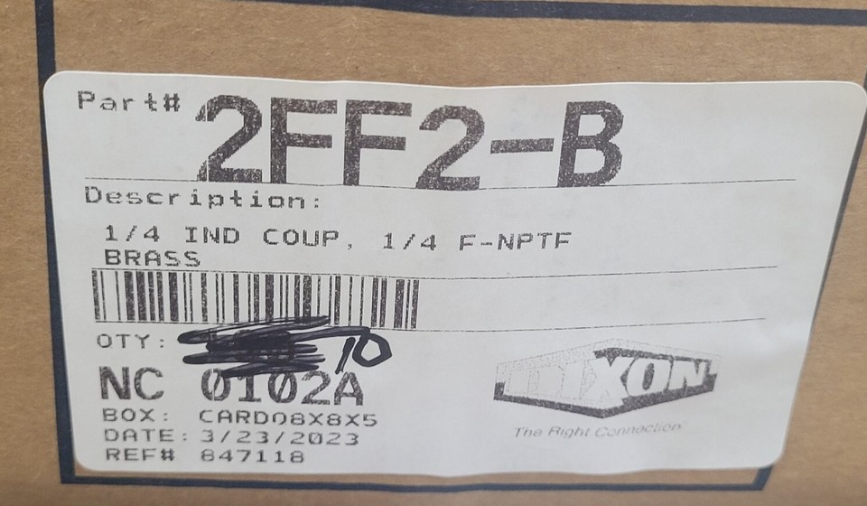 Dixon 1/4"Brass Quick Coupling Pneumatic Coupler 2FF2-B QTY 10 | eBay