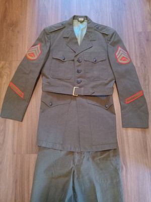 USMC US Marine Corps Green Uniform Dress Jacket Mens 40R with Belt and ...