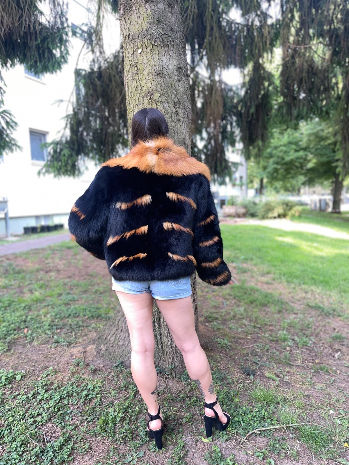 FOX CROPPED two tone FUR Coat | eBay