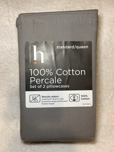 Home Expressions Grey 100% Cotton Percale Standard/queen Pillowcases | eBay
