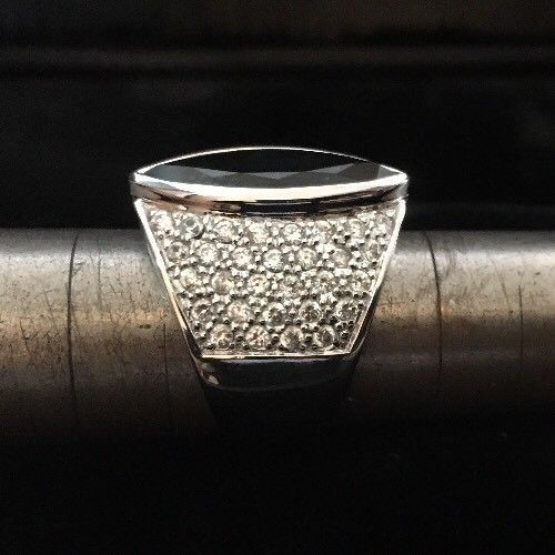 Sterling Silver 925 Aqua Color Stone Marked RP CZ Statement Ring Size 8 ...