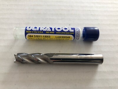 Ultra Tool 384 3/8 x 1-1/8 x 3, 4 FL Square Carbide End Mill | eBay