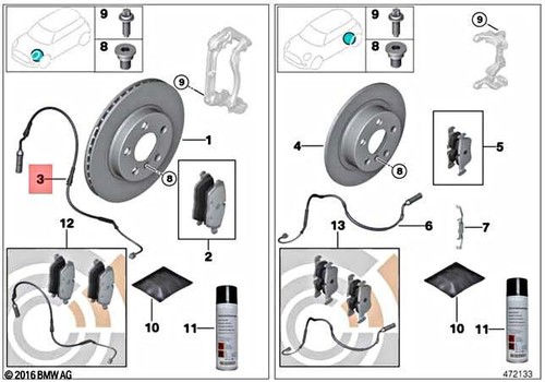 2001-2006 MINI Cooper One R50 R52 R53 Genuine BMW Brake Pad Wear Sensor ...