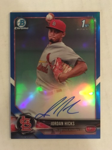 2018 Bowman - Chrome Prospect Autographs Jordan Hicks #CPA-JHI Blue ...
