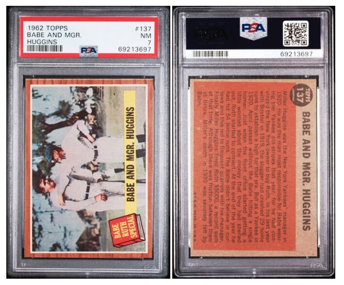 1962 Topps Babe Ruth & Mgr. Huggins #137 PSA 7 NM | eBay