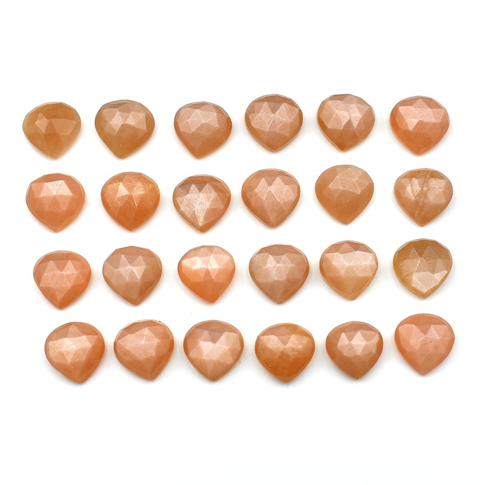 Naturale Pesca Pietra di Luna Rosa Taglio Sfaccettato Forma Cuore Loose ...