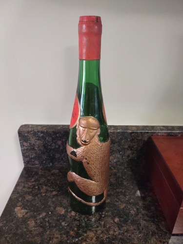Vintage 1960s Affentaler Monkey Green Glass Wine Bottle with Paper ...