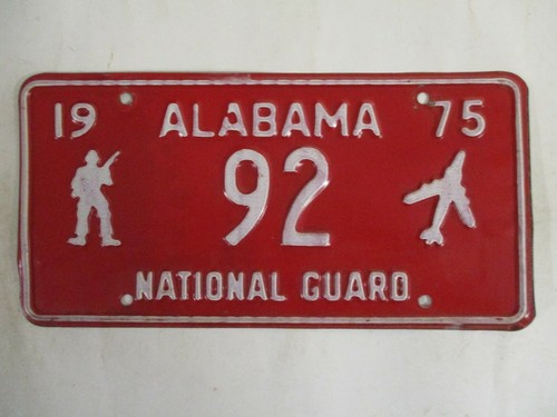 1975 Alabama 2 digit NATIONAL GUARD License Plate Tag | eBay