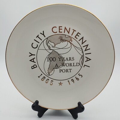 Vintage Bay City, Michigan Centennial Plate 1865 - 1965 10.25" China ...