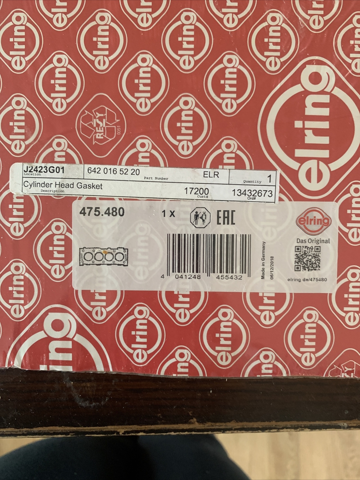 Mercedes-Benz 6420165220 Genuine OEM Factory Original Head Gasket for ...