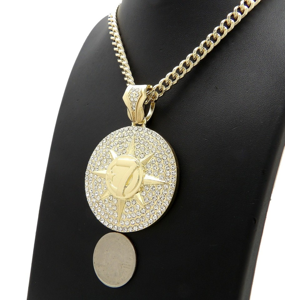Hip Hop 5 PERCENTER 7 STAR Pendant & Box / Franco / Cuban Chain Bling ...