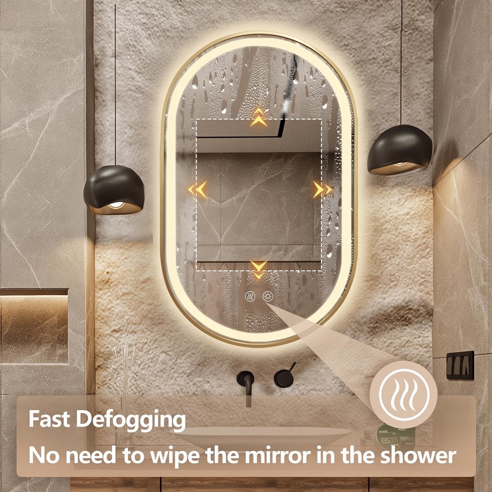 Oval LED Mirror for Bathroom, 32x20 Front Lit + Backlit Vanity Mirrors ...