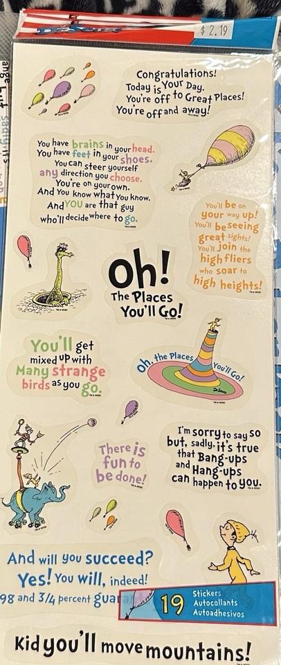 4 Different Dr Seuss EK Success Stickers Green Eggs & Ham Cat In The ...