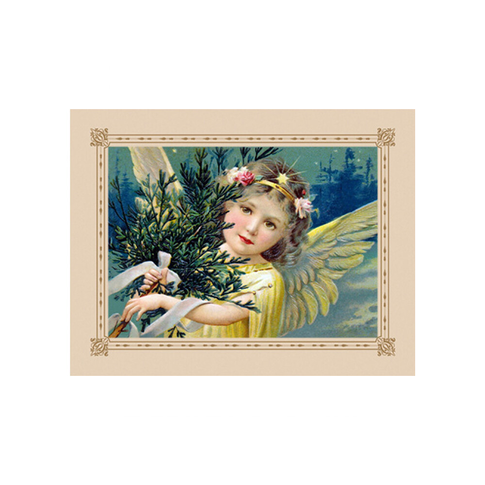 Victorian Christmas Angel Postcard 8 Angels With Christmas Trees