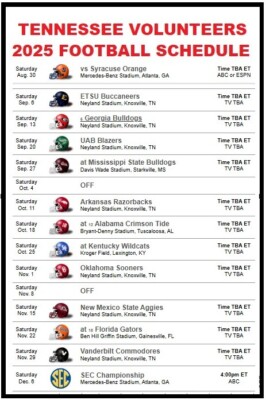 77 2025 Tennessee Volunteers Football Schedule Refrigerator Magnet 4by6 ...