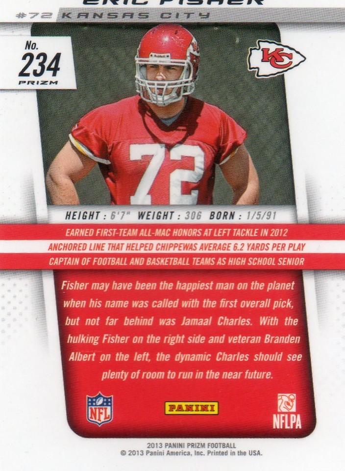 ERIC FISHER 2013 PRIZM BLUE PRIZMS ROOKIE CARD | eBay