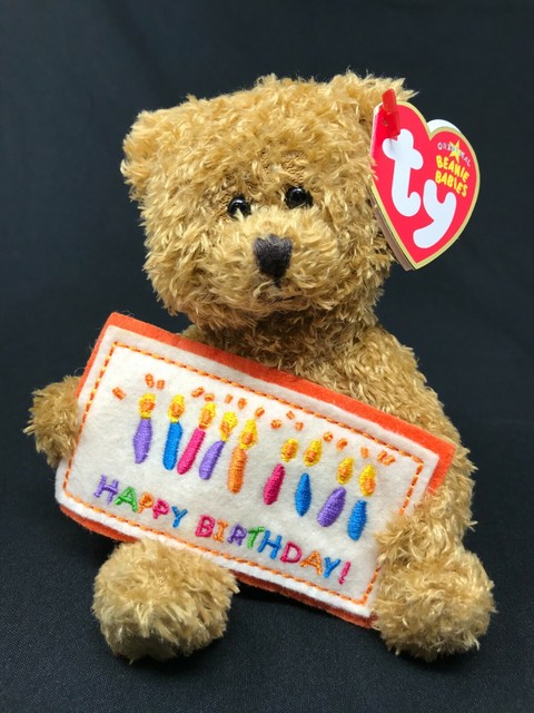 Ty Beanie Baby Happy Birthday The Bear Greetings Collection MINT Tags ...