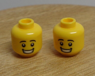 Lego New Yellow Minifigure Head With Bright White Smile
