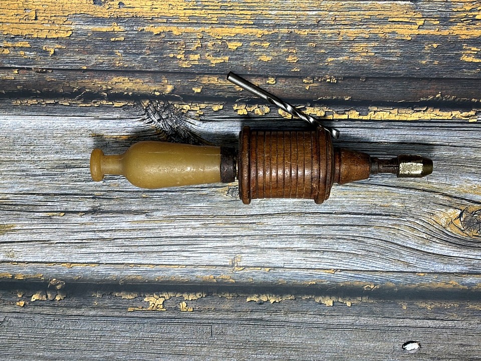 Vintage Archimedes Spiral Hand Push Drill Wood Working Tool Bow Hand ...