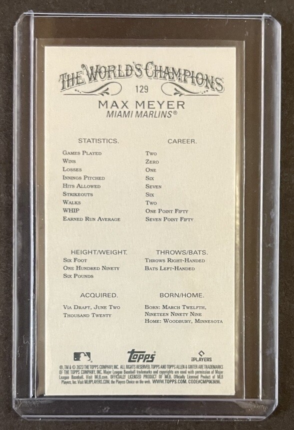 2023 Topps Allen & Ginter Max Meyer RC Mini #129 | eBay