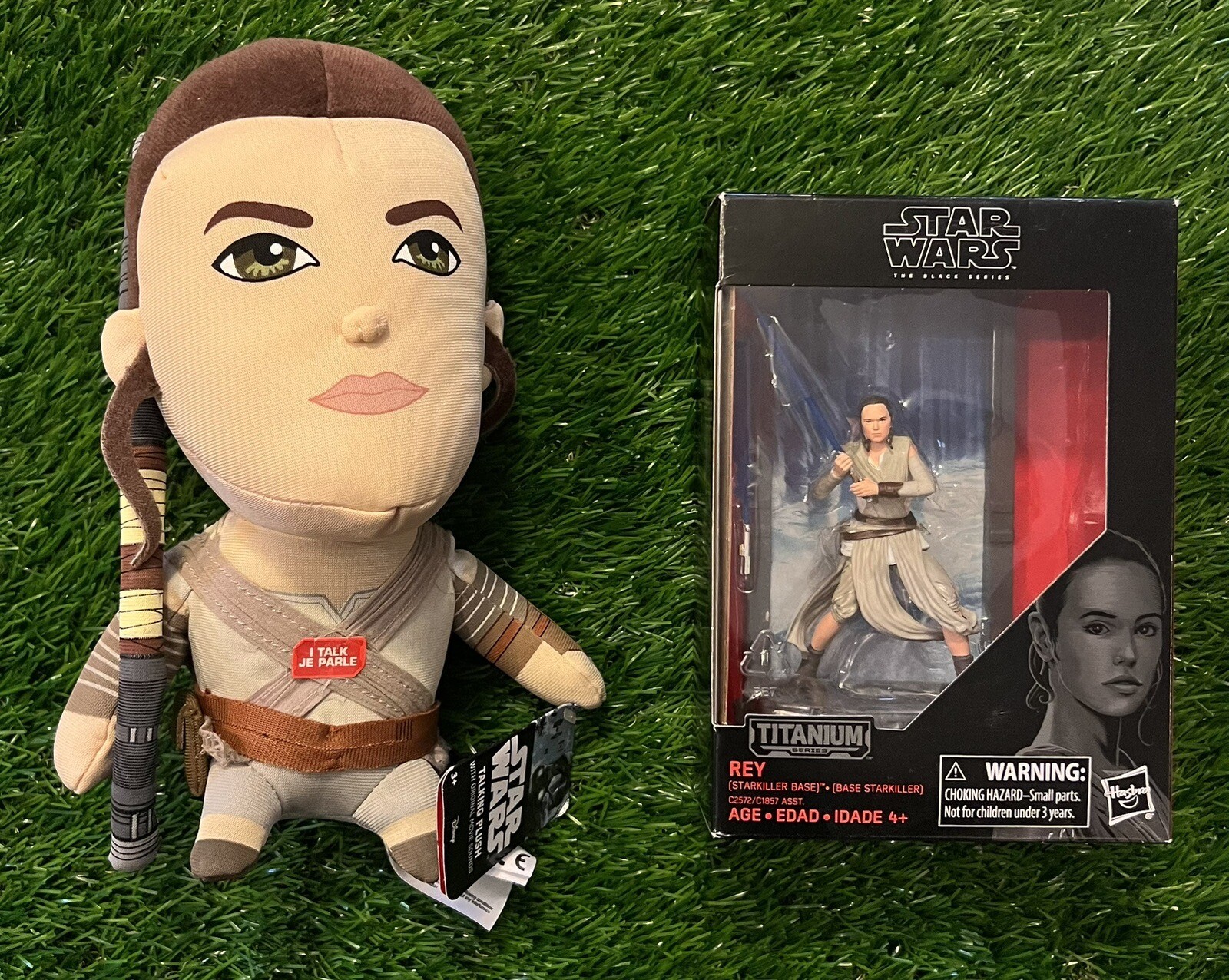 Lot Of 2 Star Wars Black Series TITANIUM FIGURE Rey & Rey Stuffed Doll ...